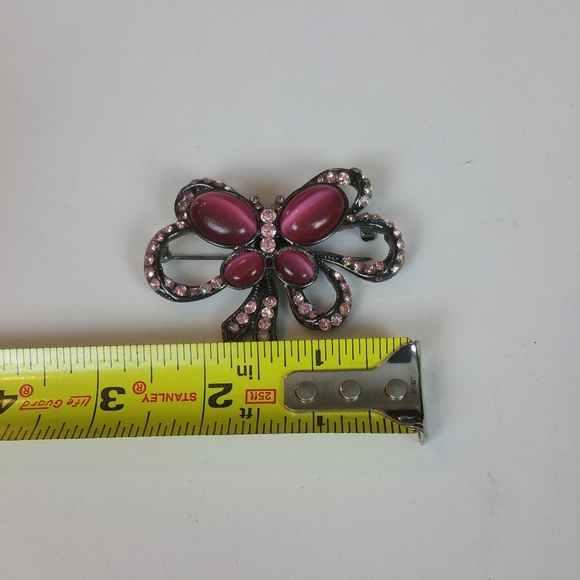 Jewelry | Large Pink Butterfly Brooch Pin With Crystals | Poshmark
